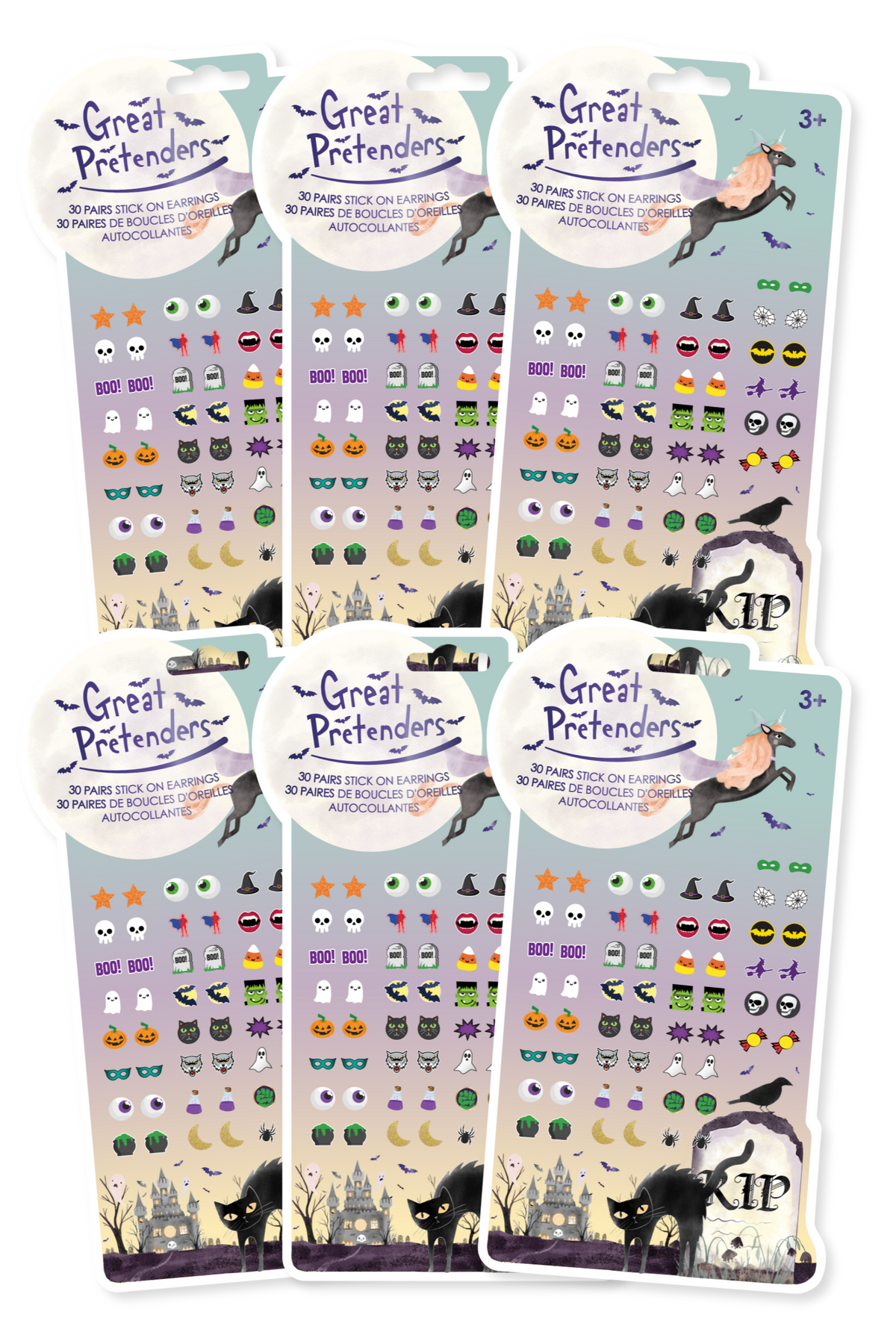 6 Packs of Halloween Sticker Earrings